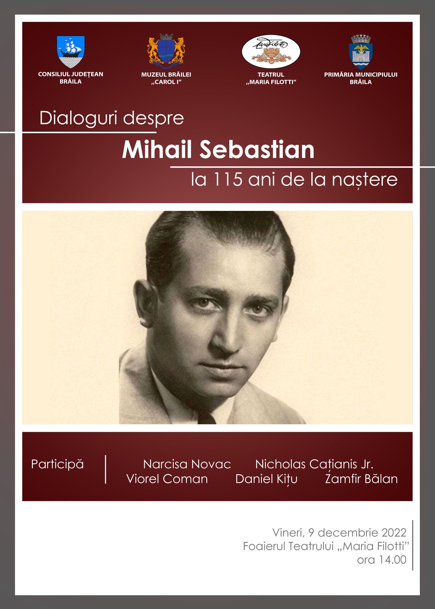 „DIALOGURI DESPRE MIHAIL SEBASTIAN, LA 115 ANI DE LA NAȘTERE”, în ...